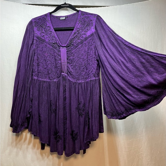 Tops | Purple Embroidered Womens Top Large | Poshmark